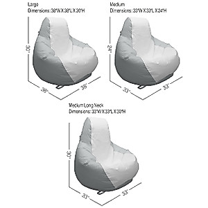 JoyBean Outdoor Bean Bag Chair - Water Resistant Marine Vinyl Ideal for Yacht Boat Pool Patio Garden Marine - Lawn Chair - Patio Furniture - for Adults Teens Kids (Medium, White/LightGray)