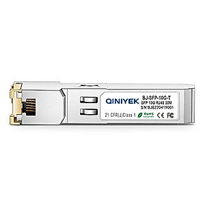 QINIYEK 10G SFP+ to RJ45 Transceiver, 10GBase-T Copper SFP+ Module for Cisco SFP-10G-T-S, Ubiquiti UniFi UF-RJ45-10G, MikroTik S+RJ10, Netgear AXM765, Fortinet, Cat.6a/7, up to 30m (Pack of 4)