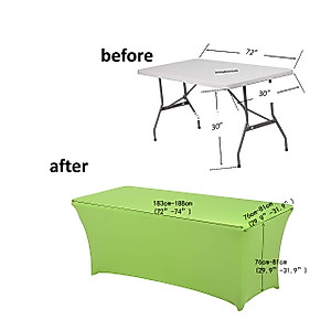 HAORUI 6pcs Stretch Tablecloth 6ft Spandex Table Cover for Craft Exhibitions Wedding Party Show (6ft White)