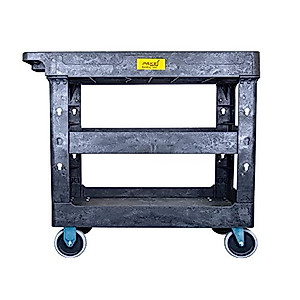 550lb Capacity Heavy Duty Plastic Utility Cart 34-1/2" L x 16-3/4" W with Handle 3 Shelves Pake Handling Tools