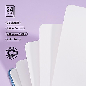 Lightwish Square Watercolor Journal,100% Cotton,300gsm/140lb,Acid-Free,24 Sheets Cold Press Watecolor Sketchbook for Artists Adults Students,4.7 * 4.7 Inches(Blue)