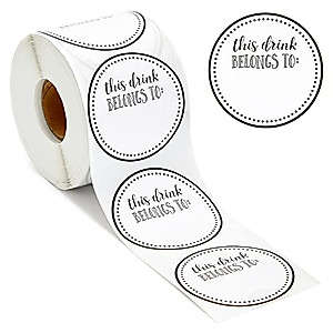 500 Pack Drink Stickers for Cups, Water Bottles, This Drink Belongs to Stickers for Wedding Reception, Birthday Party, Anniversary, Cocktail Party, Blank Cup Name Tags (2 in)