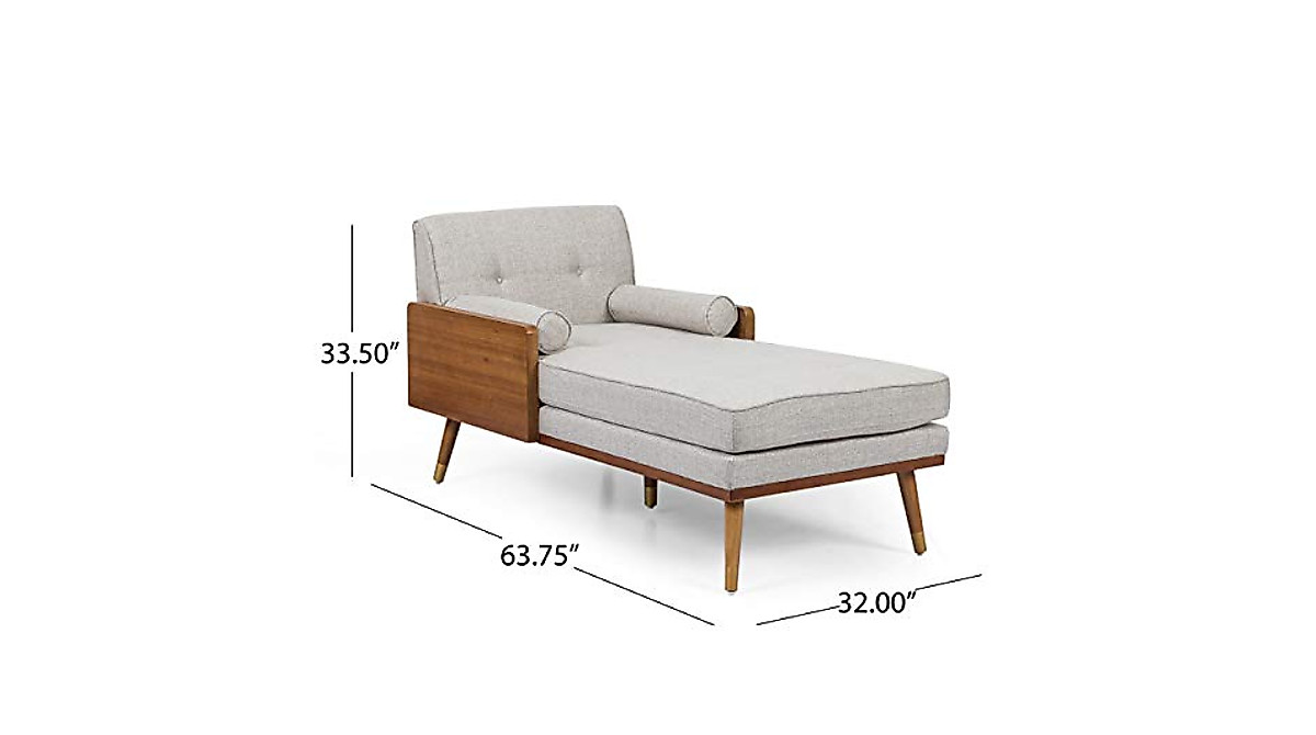 Stylish Mid-Century Beige Chaise Lounge by Christopher Knight