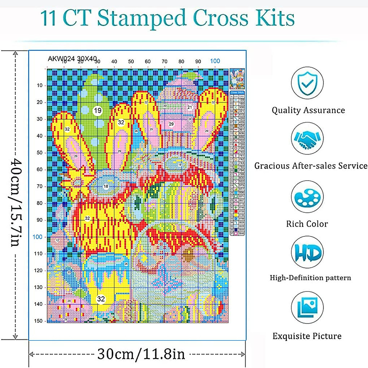 Eiazuiks 4 Packs Stamping Cross Stitch Kit, Gnomes Counting Cross Stitch Kit for Adult Beginners, Full Line DIY Cross Stitch Stitching Kit for Home Decor Cross Stitch Patterns 11.8x15.7 inches
