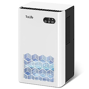 Dehumidifier, ToLife Dehumidifiers for Room, 95 OZ Water Tank, (950 sq.ft) Dehumidifiers for Basement Home Bathroom Bedroom with Auto Shut Off, 7 Colors LED Light, White