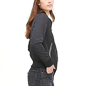 Levi's Women's Poly Bomber Jacket with Contrast Zipper Pockets, Black, Small
