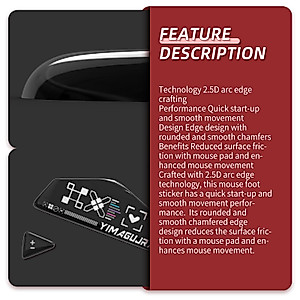 YIMAGUJRX Mouse Feet Glass Mouse Skates,Fastest and Smoothest Mouse Feet/Skates,Fast Start,Precise Positioning,Glass Mouse Feet Pads for Logitech G 502 Lightspeed Wireless (Black Print)