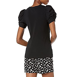 Amazon Essentials Women's Classic-Fit Twist Sleeve Crewneck T-Shirt, Black, XX-Large