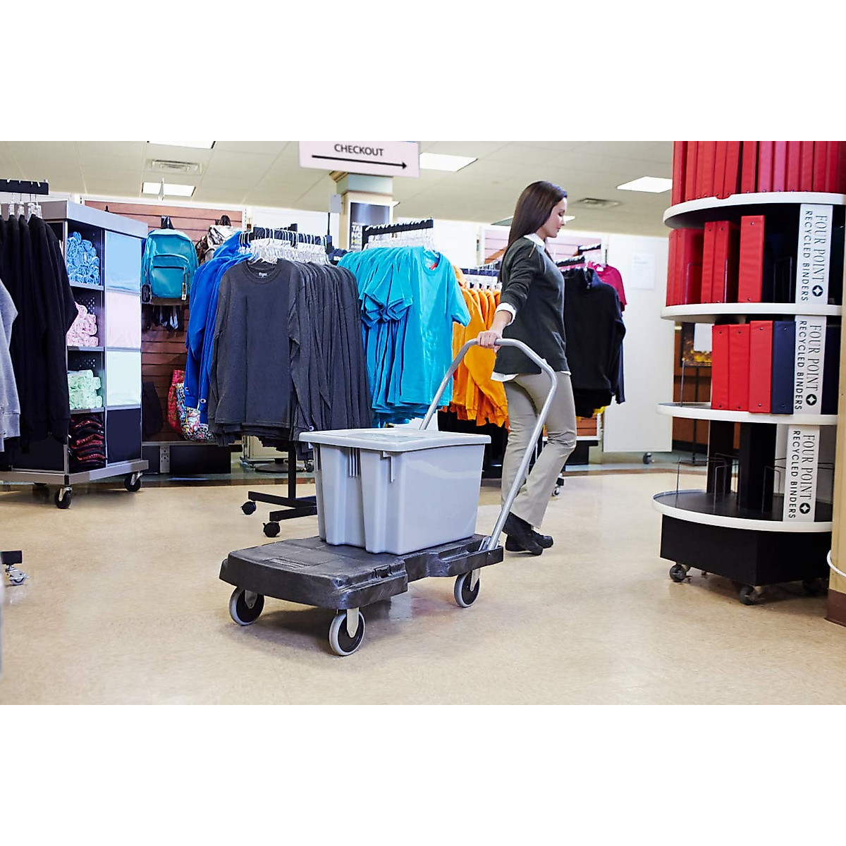 Rubbermaid Commercial Products Palletote Storage Stack and Nest Box, 2 Cu. Ft, Gray Tote/Container Bin for Garage/Laundry/Office/Restaurant/Retail Storage