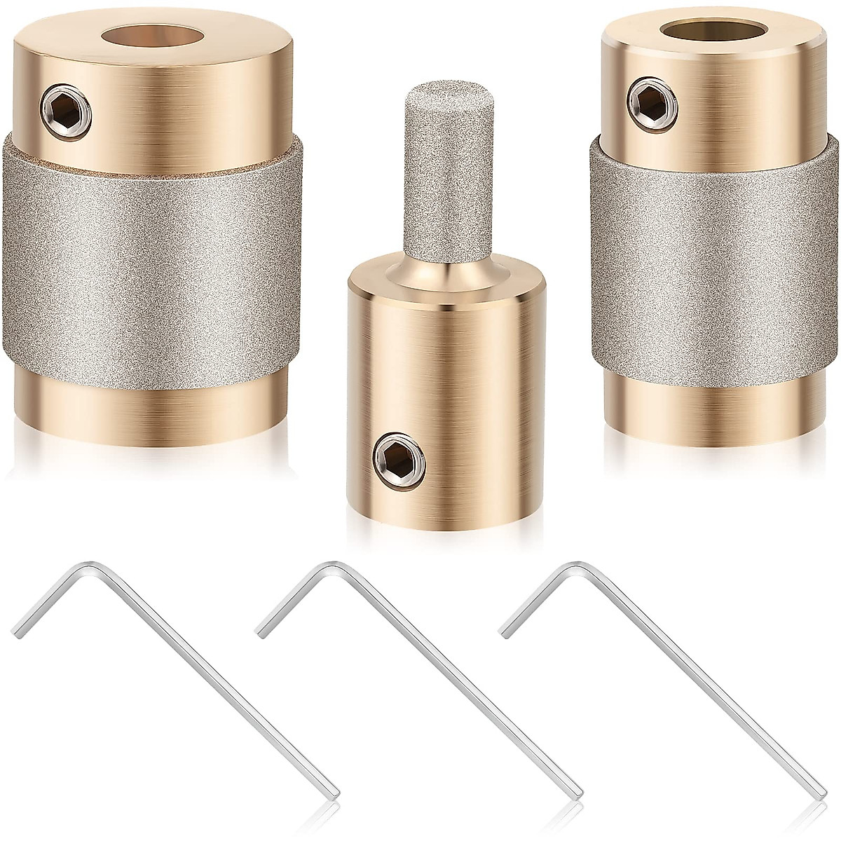 Glass Grinder Bits for Stained Glass, Stained Glass Drill Bits, Stained Glass Diamond Grinder Bit Head Tools, Stain Glass Tools and Supplies for Glass Grinder (3 Pieces,1 Inch, 3/4 Inch, 1/4 Inch)