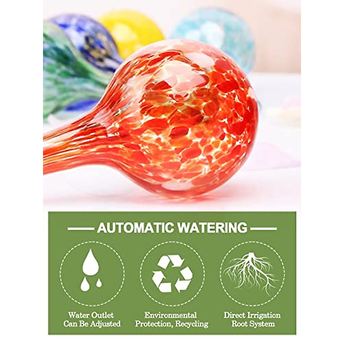 Lorvain Automatic Plant Watering Globes, 4pcs Self Watering Spikes Planter Insert, Automatic Plant Waterer System Devices, Watering Drip Irrigation Equipment Water Bulbs for Indoor Outdoor Plants