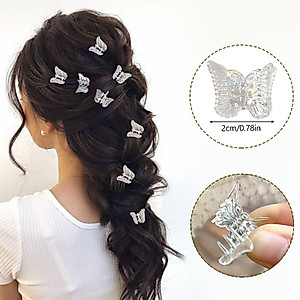 Paderison 10Pcs Mini Butterfly Hair Clips Small Hair Clips for Girls Colorful Side Bangs Clips Braided Sweet Barrettes for Kid Tiny Cute Metal Claw Clips Hair Accessories for Women(White)
