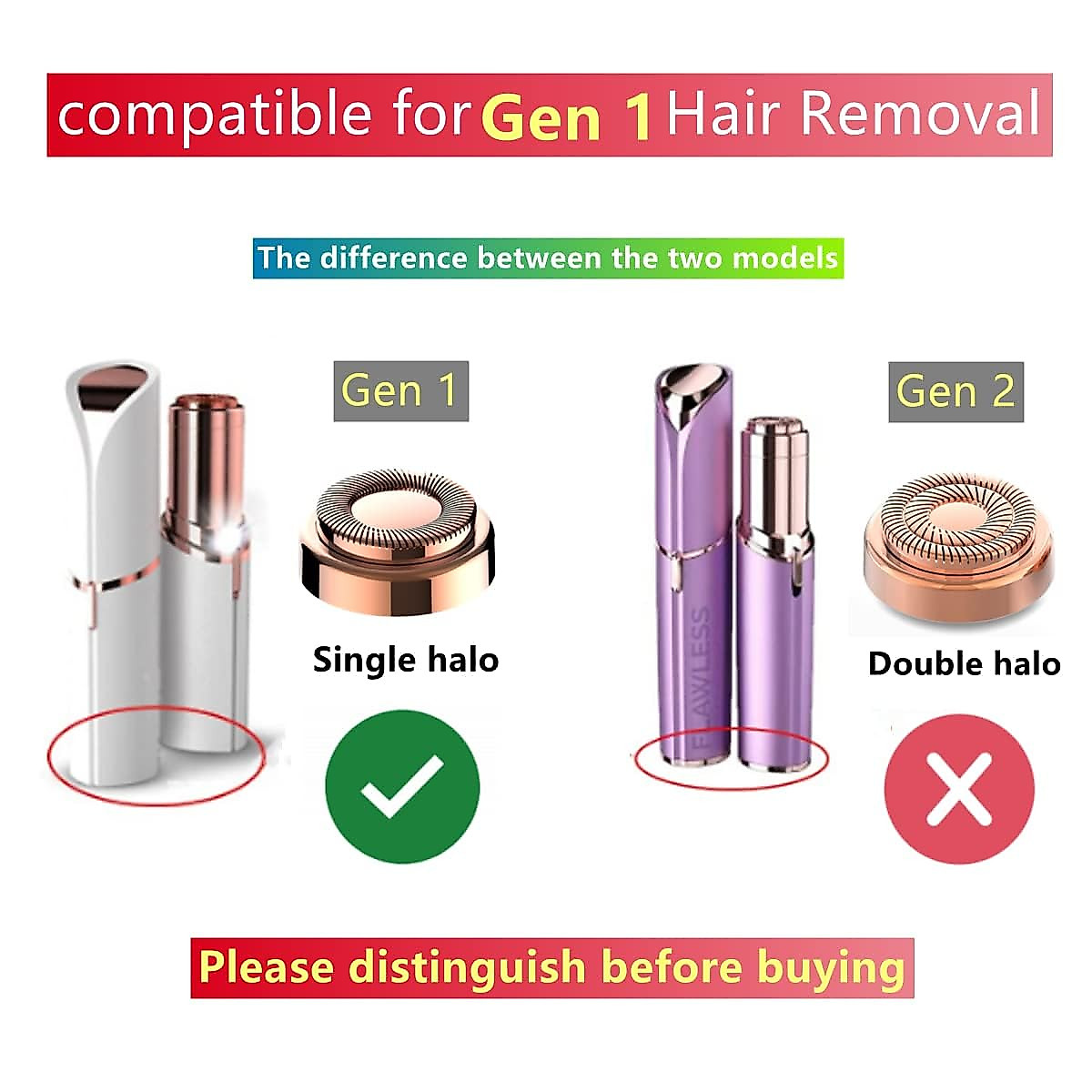 For Flawless Hair Remover 8pcs Replacement Heads Count Replacing Blades Cleaning(8PCS, GEN 1)