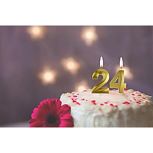 Gold 24th & 42nd Birthday Candles,Gold Number 24 42 Cake Topper for Birthday Decorations Party Decoration