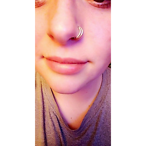 QWALIT Nose Rings Nose Rings Hoops Double Hoop Nose Rings for Women Nose Piercings Jewelry Double Nose Ring for Single Piercing Nose Studs Nose Rings Studs Silver