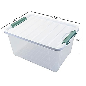 Parlynies 4-Pack Large Stackable Storage Boxes, 35 Quart Plastic Storage Bins with Lid, Clear