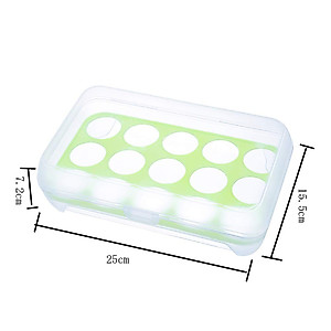 1 Piece Kitchen Refrigerator Eggs Storage Box 15 Eggs Holder Food Storage Container Storage Boxes Organizers(Green, Clear)