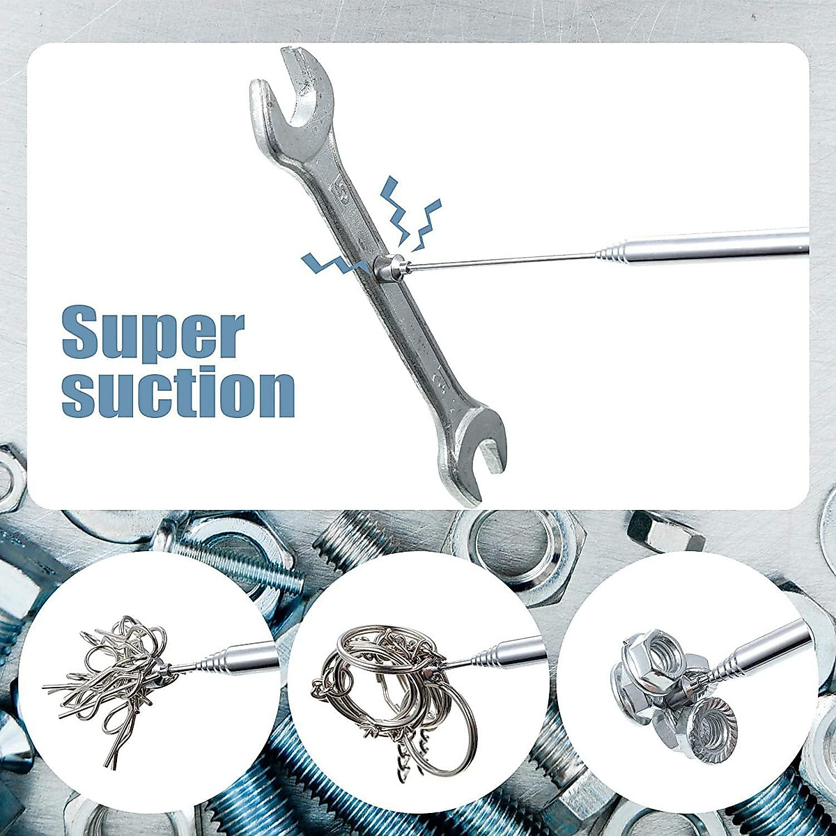 2 Pieces Magnetic Telescoping Pick-Up Tool with Pocket Clip 3 Lb Extendable Magnetic Grabber Reacher Tools 25 Inch Flexible Magnet Retrieval Stick Gadget Suitable Gifts for Men