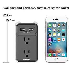 Huntkey 6 AC Outlets Surge Protector with 3 USB Charging Ports SMD607 and 2-Outlet Wall Mount Cradle with Dual 2.1 AMP USB Charging Ports SMD407