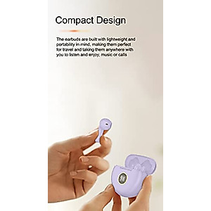 Acuvar in-Ear Wireless Bluetooth 5.1 Headphones, Earbuds IPX7 Waterproof with Microphone Rechargeable USB C Case with Round LCD Display for Smartphones Android iOS (Purple)