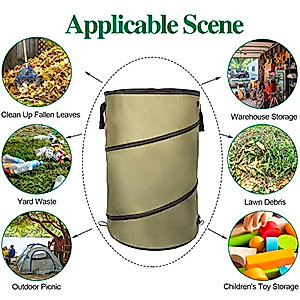 Collapsible Lawn and Leaf Bag Pop-Up Trash Can/Recycle Bin Leaf Waste Bag Outdoor Leaf Bin, 30 Gallon Collapsible Garden Bag for Lawn Yard Garden Camping with Handle(2 Pack)