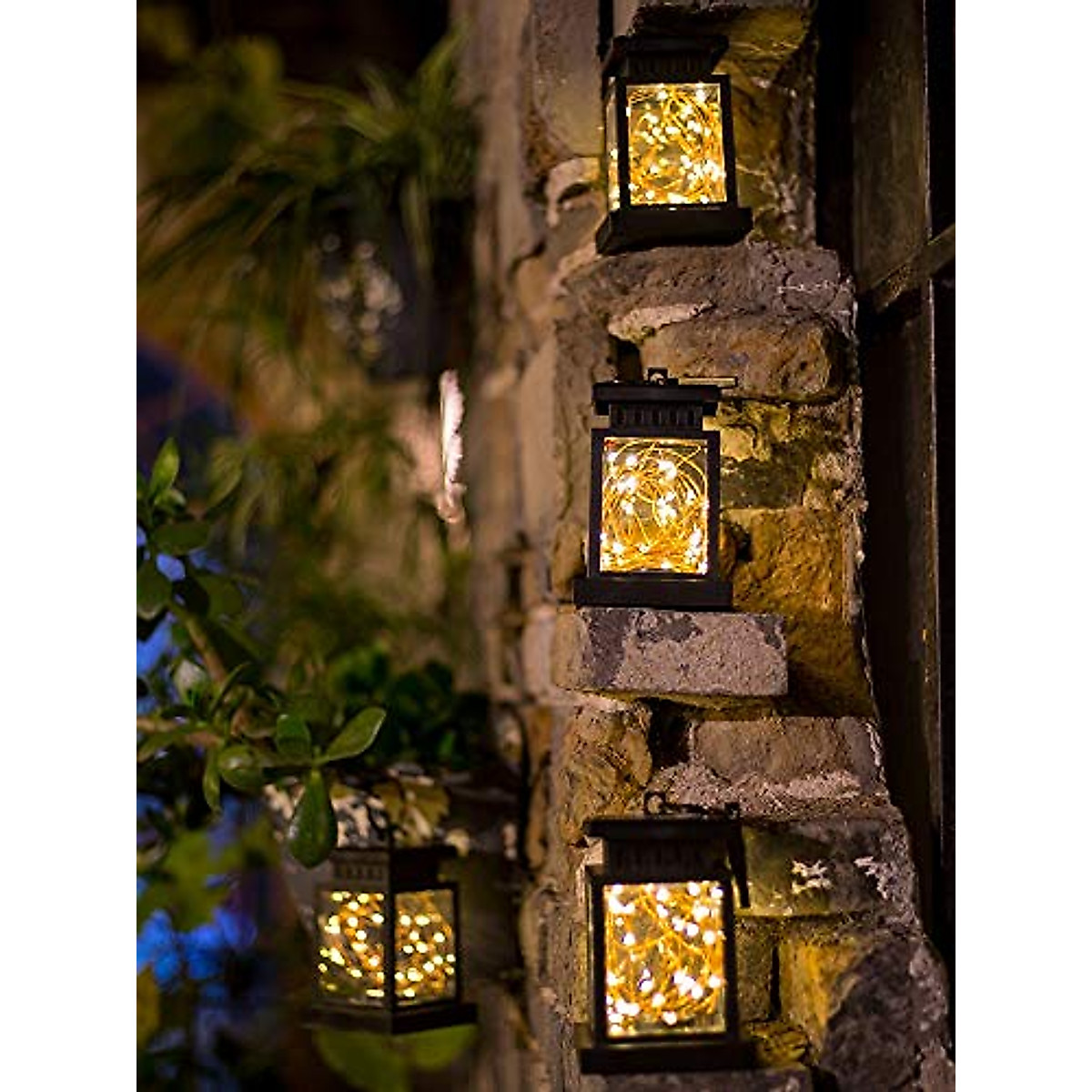 JHBOX Solar Lanterns Outdoor Waterproof Hanging Solar Lantern Lamp 30 LED Solar Tree Lights Outdoor, Solar Camping Lights, Lantern Decorative for Patio Yard Camping Garden Christmas Decor ( 1 Pack )