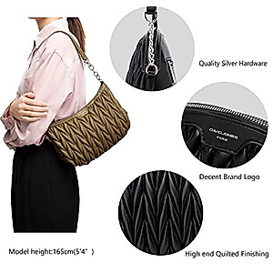 DAVID - JONES INTERNATIONAL. Quilted Black Shoulder Bag,Lightweight Faux Leather Small Crossbody Satchel Bags for Women with Chain Strap Trendy Purse