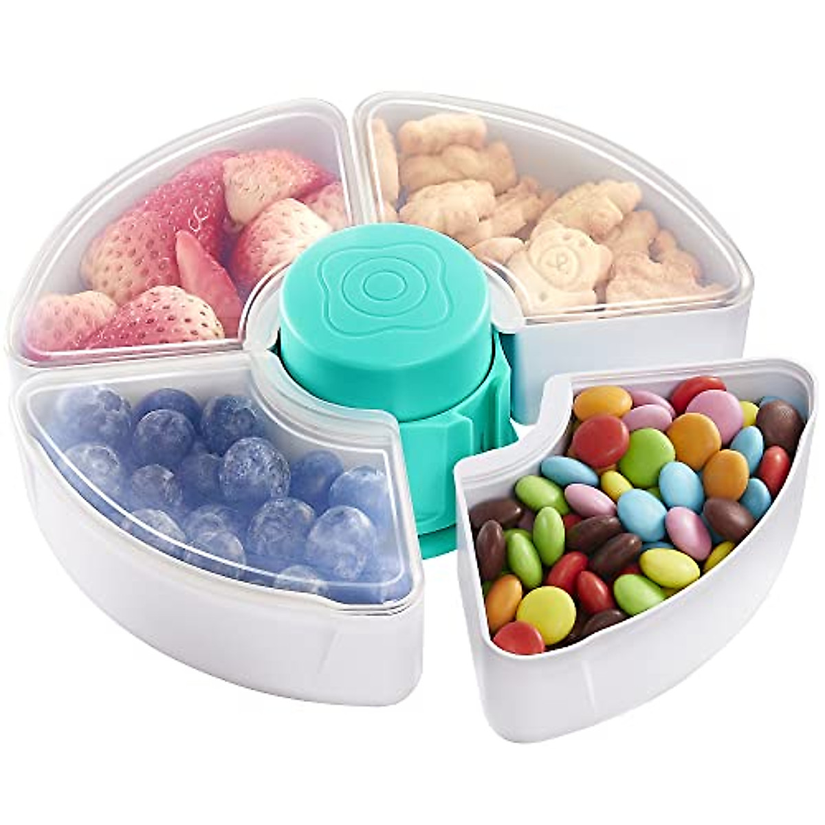 HEETA Baby Food Storage Container, Snack Box for Kids with 4 Removable Compartment and Lids, Reusable Snack Containers, Food Grade PP Material, BPA & PVC Free (Green)