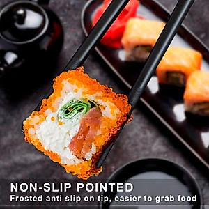 Chopsticks Reusable 5 Pairs Fiberglass Chopsticks Dishwasher Safe Square Lightweight Non-Slip Chop Sticks Set (golden-1)