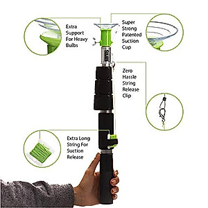 STAUBER Best Bulb Changer with PowerLatch Extension Pole (Large Suction, 4 Feet)