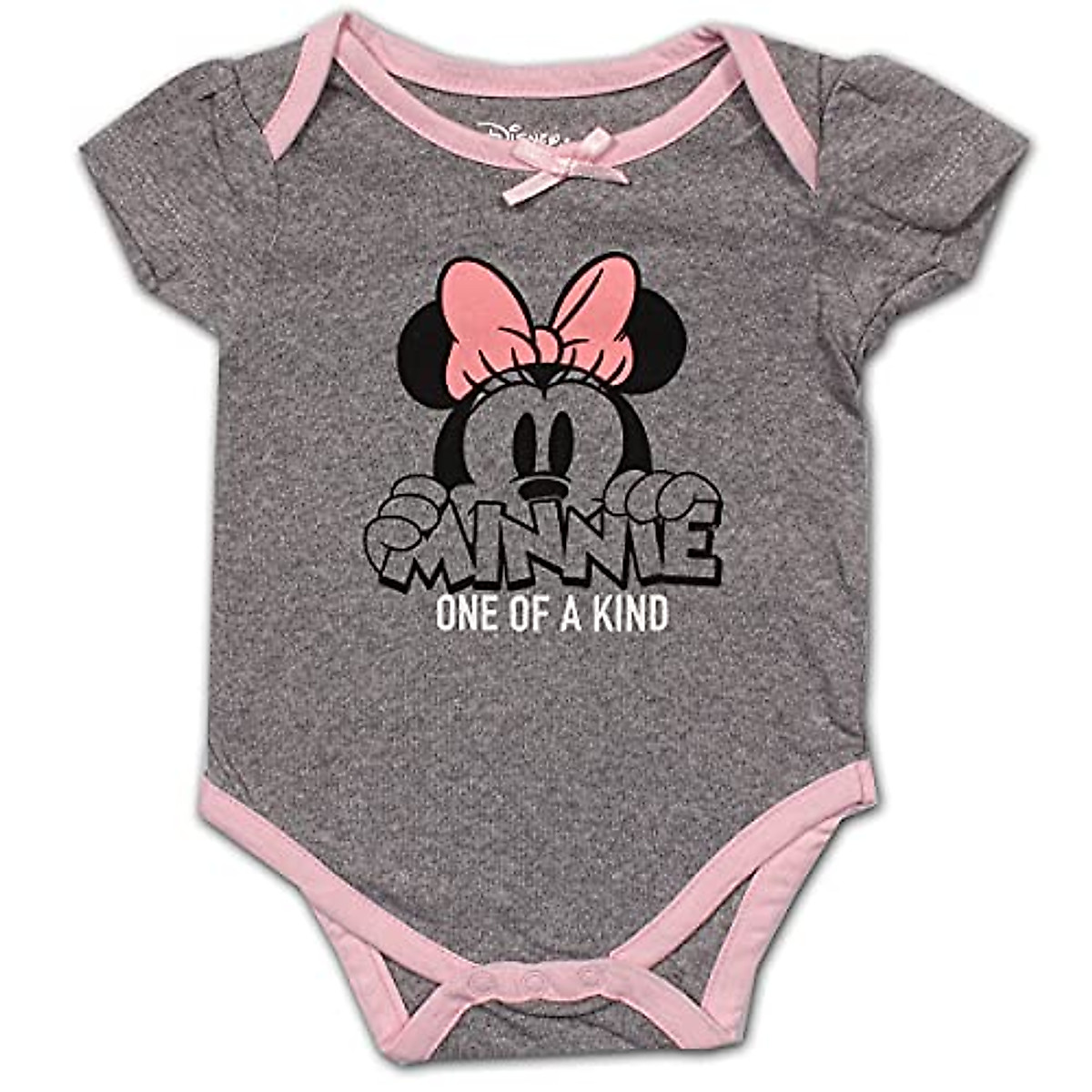 Disney Minnie Mouse Girls’ 3 Pack Bodysuits for Newborn – Pink/Red/Grey/White