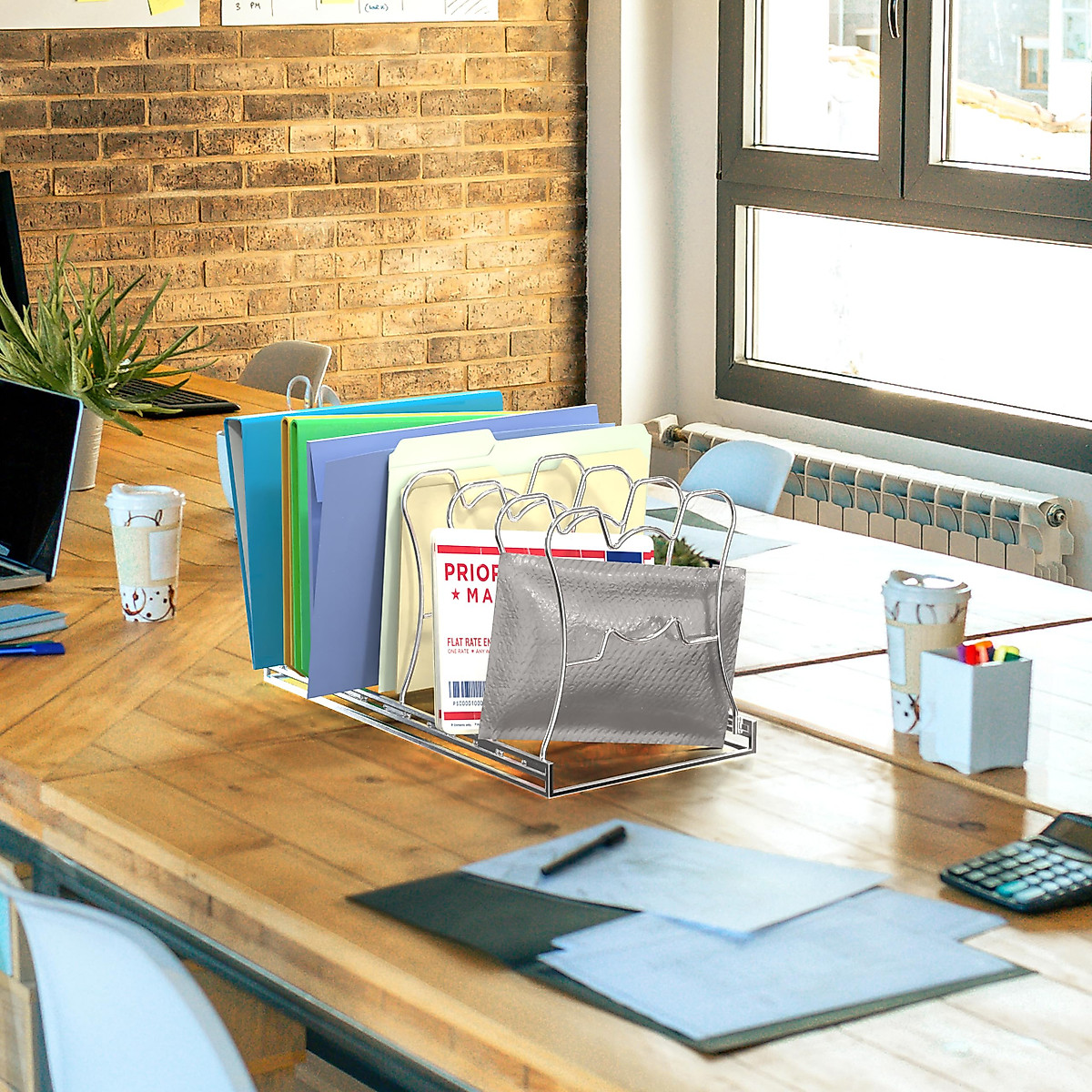 Simple Houseware 7 Adjustable Compartments Pot and Pan Organizer Rack Lid Holder, Chrome