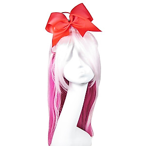 Hot Pink Bows 6" Neon Pink Cheerleading Hair Bows for Girls and Women - Elastic Ponytail Holders, Cheerleader Gifts, Softball Gifts, Breast Cancer Awareness