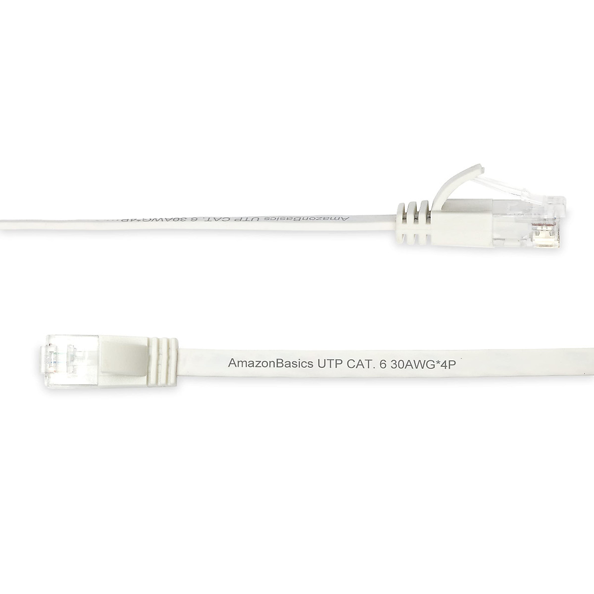 Amazon Basics RJ45 Cat 6 Ethernet Patch Cable, Flat, 250MHz, Snagless, Includes 25 Nails, 100 Foot, White With Printer