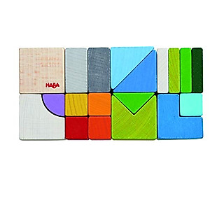HABA Chromatix Wooden Blocks - 19 Piece Building Block Set - for Children Ages 3+
