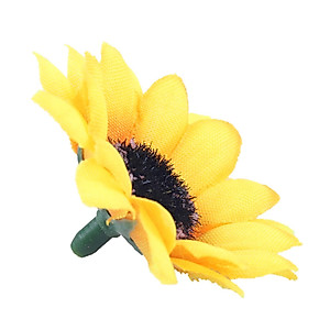 Faym 100pcs Artificial Silk Yellow Sunflower Artificial Sunflower Heads HeadsFabric Floral for Home Decoration Wedding Decor Bride Holding Flowers Garden Craft Art Decor