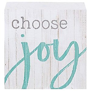 P. Graham Dunn Choose Joy Whitewash 3.5 x 3.5 Inch Pine Wood Tabletop Block Sign