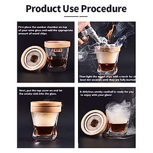 Cocktail Smoker Kit with Torch,whiskey smoker kit with Four Flavors Wood Smoked Chips，Bourbon Smoker Kit For Whiskey,Drink,Bourbon，Old Fashioned Smoker Kit For Men, Dad, Husband (Without Butane)
