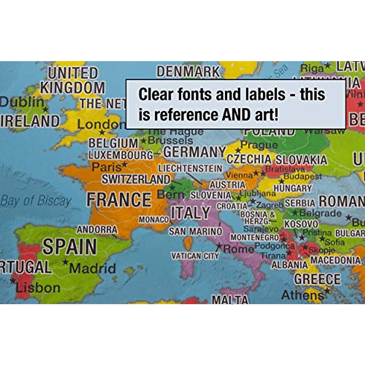 Laminated World Scholar Map Poster | Educational Elementary School Version | Easy-to-Read Large Labels | 36” x 24” | Shipped in a Tube, Not Folded | Great for The Home or Classroom