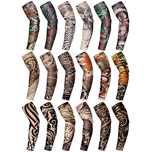 18 Pcs Tattoo Sleeves for Men Arm Sleeves Temporary Tattoo Sleeves Set Arts Fake Tattoo for Women to Cover Arms (Vivid Pattern,Medium)