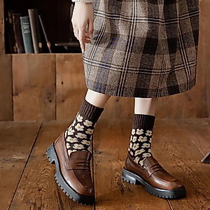 Meloday Thick Wool Classic Vintage Brown Beige Hiking Crew Socks comfy and cushy - 6 Pairs Per Pack