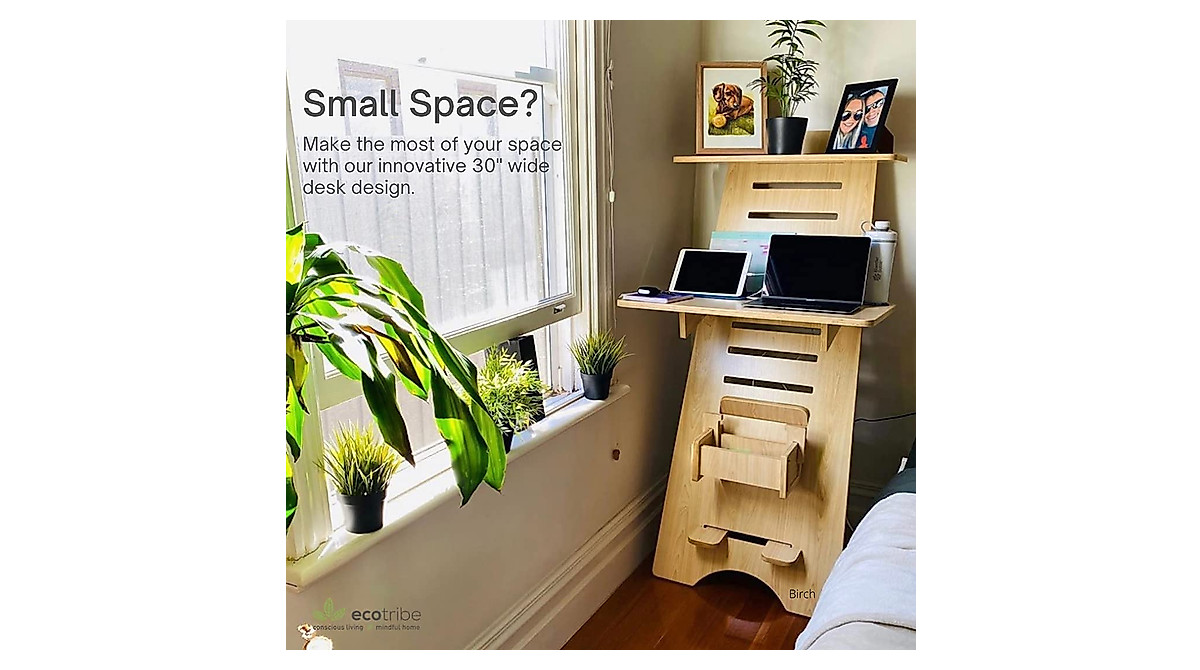Modern Height Adjustable 2-Tier Desk for Small Spaces