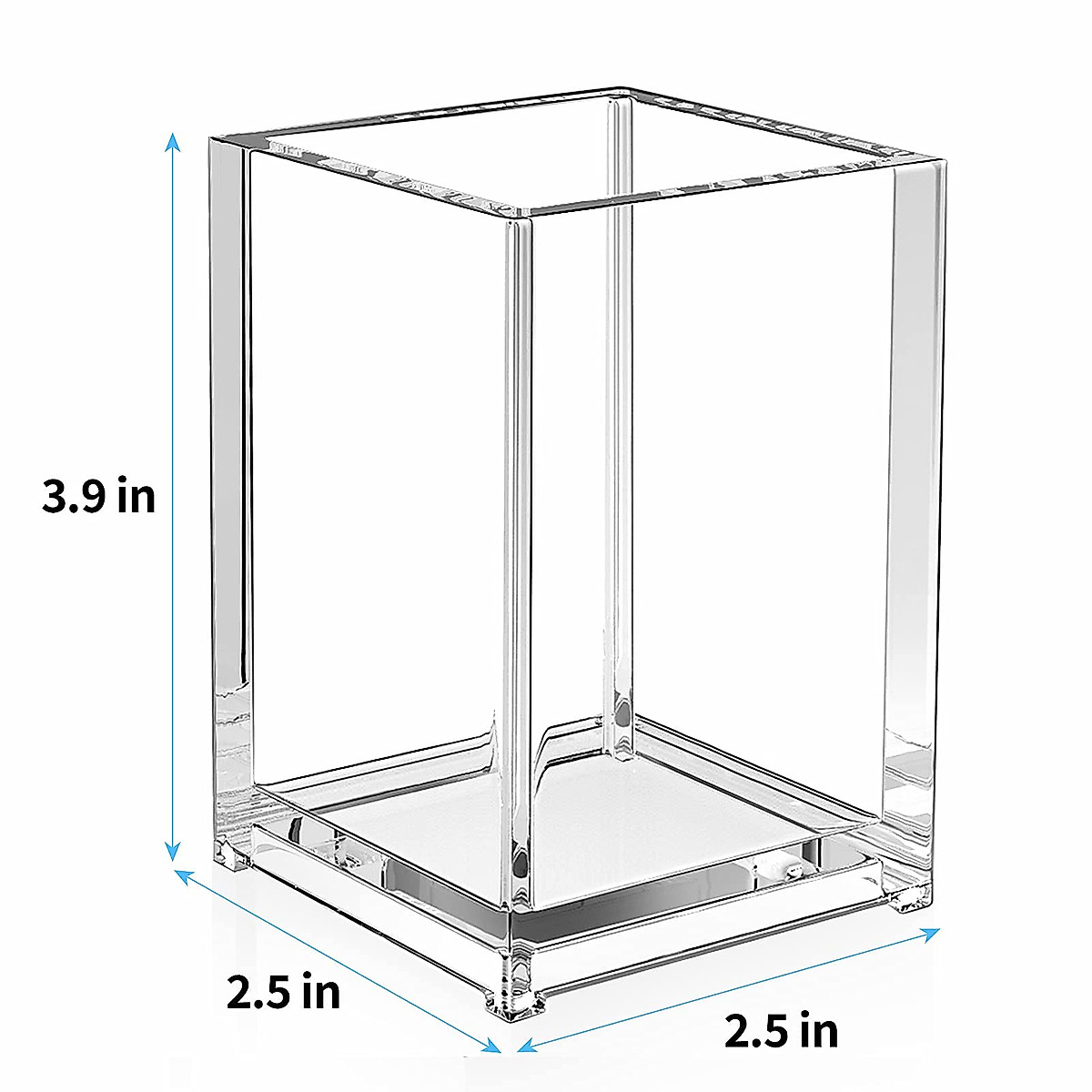 MaxGear Pen Holder 2 Pack Clear Acrylic Pencil Holder for Desk, Pencil Cups Desk Accessories Holder, Makeup Brush Storage Organizer, Desktop Stationery Organizer for Office School Home Supplies