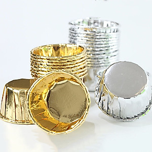 Gold Foil Metallic Paper Baking Cups Muffin Cups Cupcake Liners 50-Count Cake Baking Cups for Birthday, Wedding, Party (Gold)