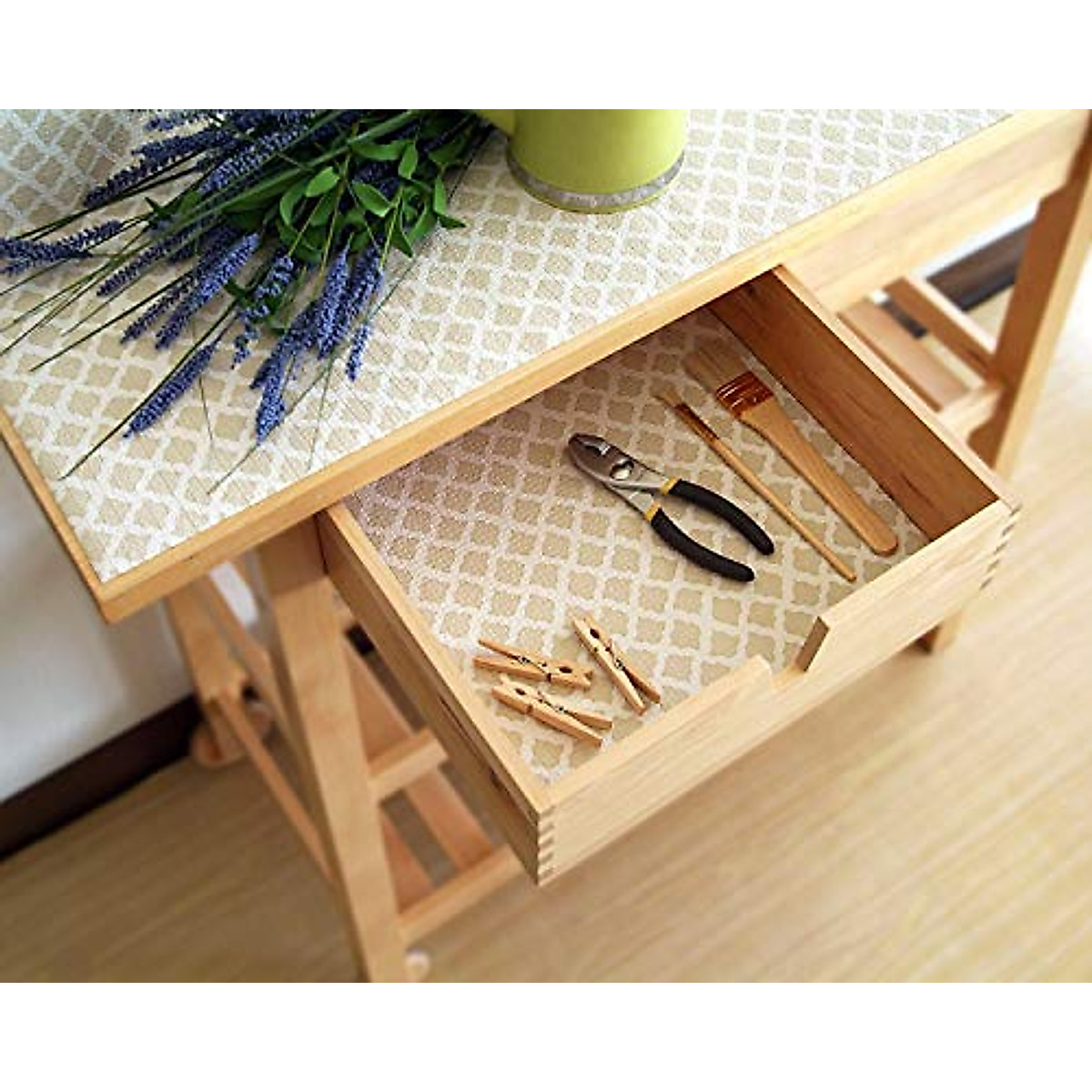 Con-Tact Brand Grip Prints Durable Non-Adhesive Non-Slip Shelf and Drawer Liner, 18" x 8', Talsiman Pale Gray