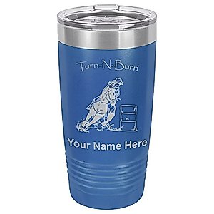 LaserGram 20oz Vacuum Insulated Tumbler Mug, Barrel Racer Turn N Burn, Personalized Engraving Included (Dark Blue)