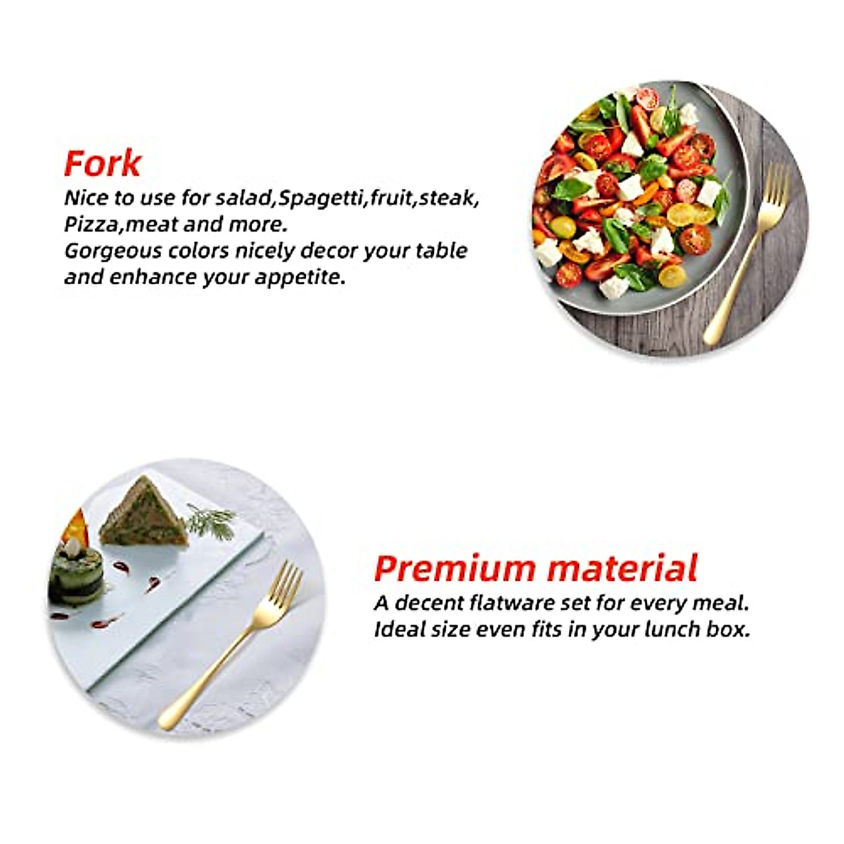 24 Pieces Gold Dinner Forks Set, Kitware Flatware Stainless Steel Utensils, Home & Kitchen Metal Cutlery Set, Heavy Duty Silverware Small Forks 6.8 Inch, Mirror Polished