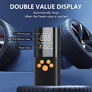 Tire Inflator Portable Air Compressor, 180PSI Air Pump for Car Tires with 25000mAh Battery, One Click Smart Air Pump Tire Inflator for Car, Motorcycle, Bicycle and More with Tire Pressure Gauge