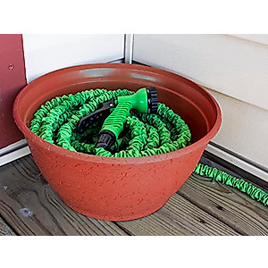 EMSCO Expandable Hose Hider – Expandable Hose Storage Pot – Rustic Terra Cotta