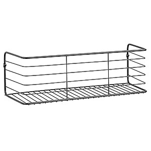 mDesign Wide Metal Wall Mount Decor Storage Organizer Display Shelf - Hang in Bathroom, Kitchen, Entryway, Hallway, Mudroom, Bedroom, Laundry Room - Concerto Collection, Graphite Gray